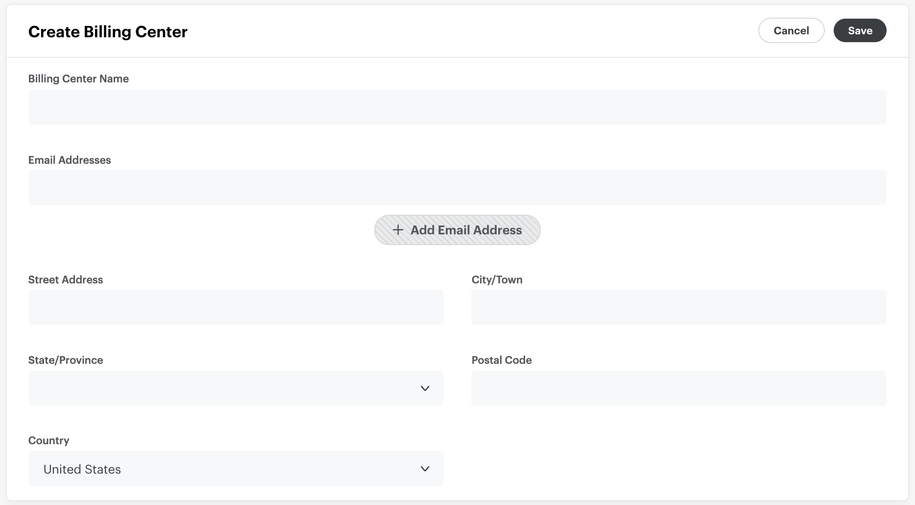 Add a Billing Center