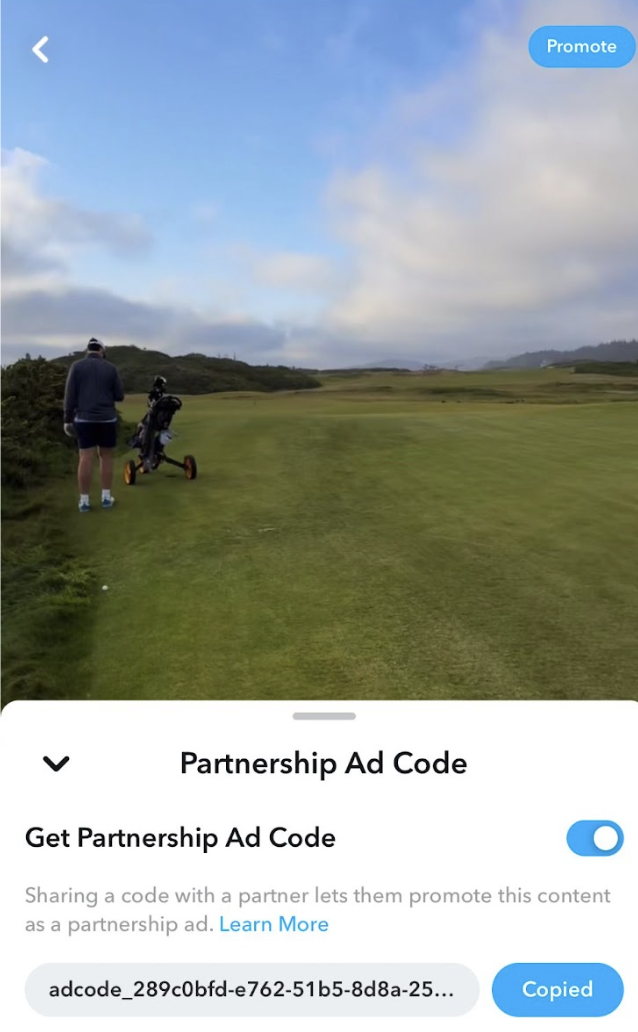 Using a Partnership Ad Code from Creators