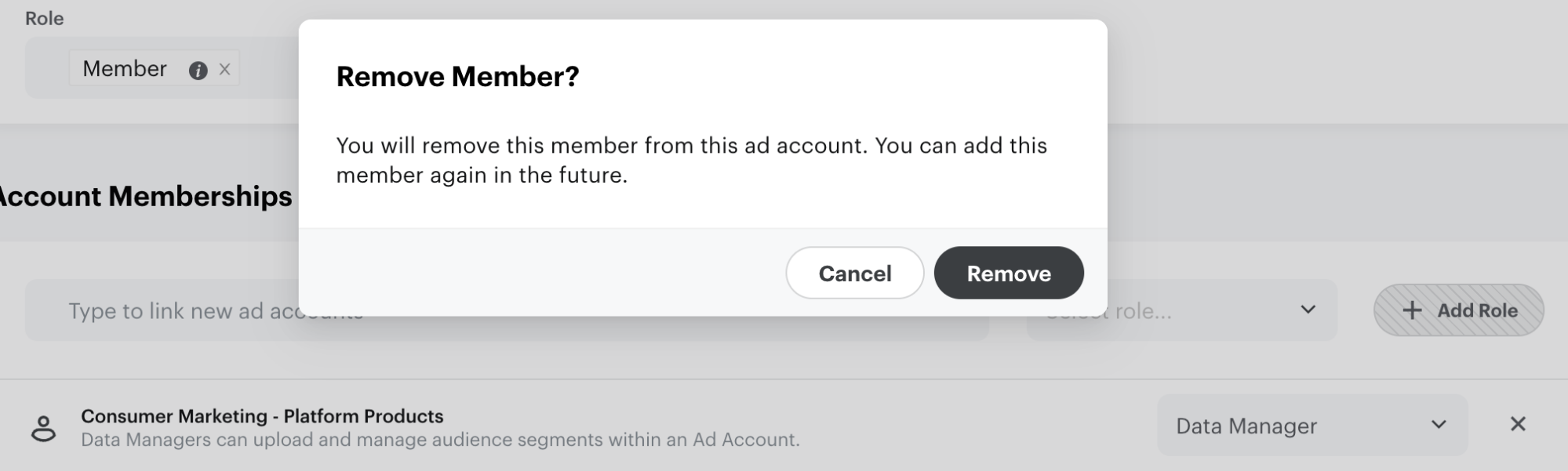 Remove a Member from an Ad Account