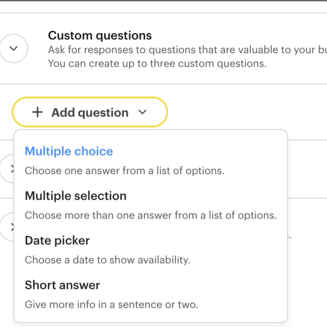 Lead Form Custom Questions